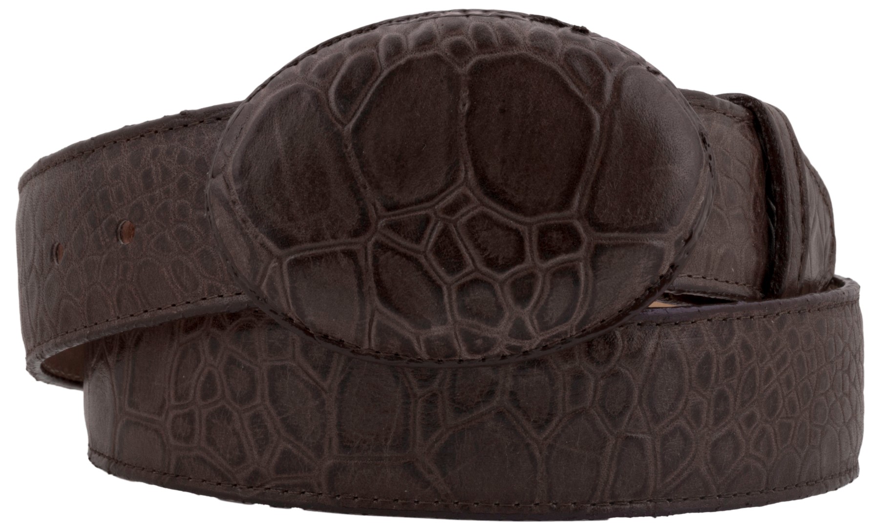 Cowboy Western Leather Belt Brown Sea Turtle Animal Print Rodeo Buckle ...