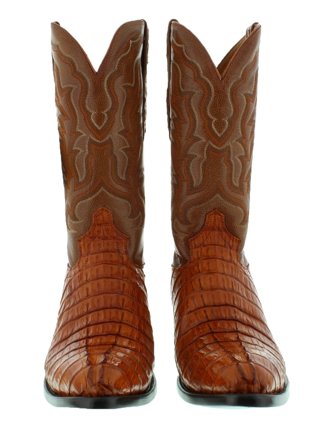 Mens Cognac Cowboy Boots Crocodile Tail Exotic Skin Western Wear Round ...