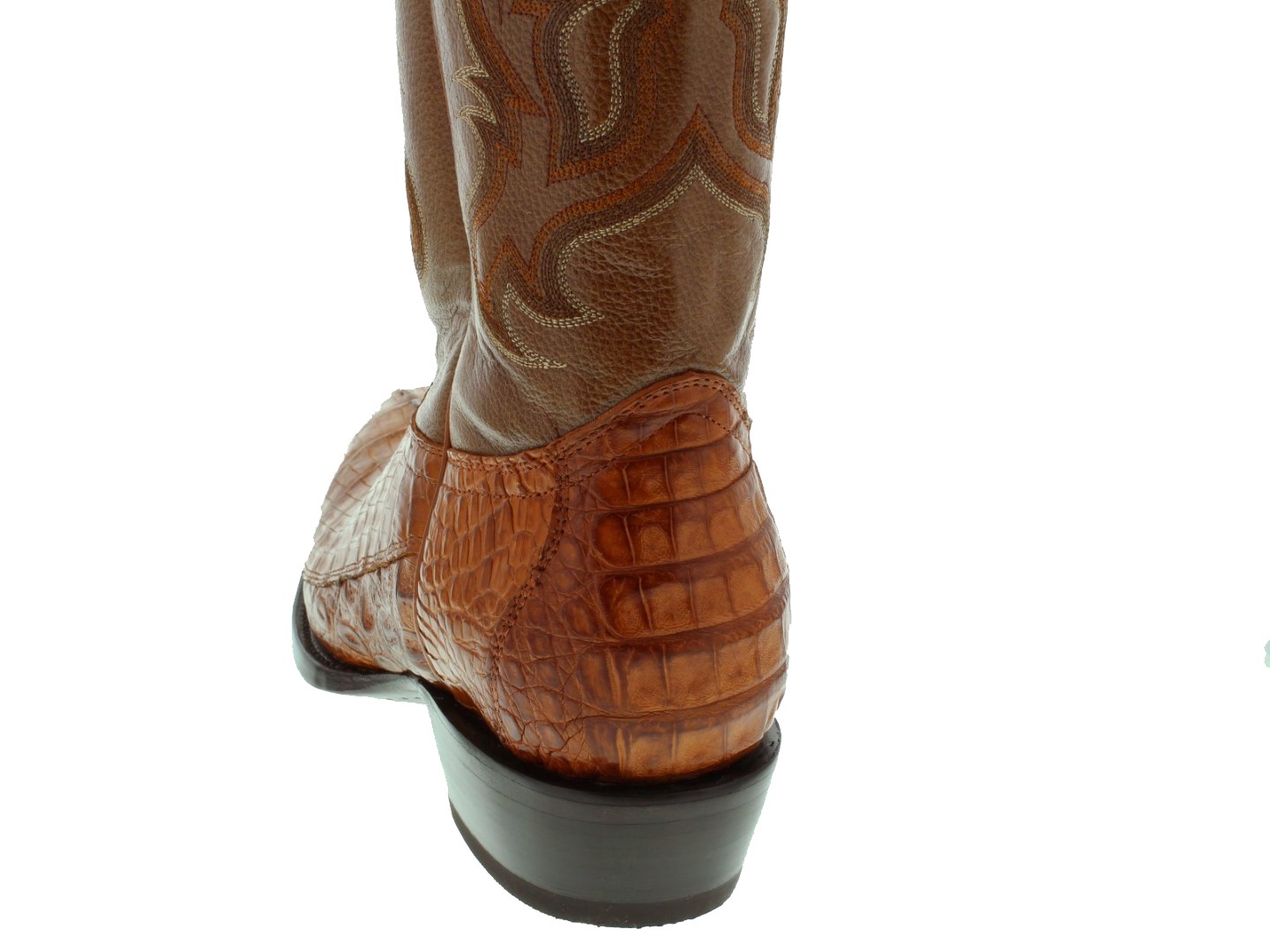 Mens Cognac Cowboy Boots Crocodile Tail Exotic Skin Western Wear Round ...