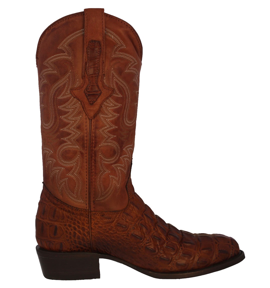 Mens Western Cowboy Boots Cognac Alligator Back Pattern Genuine Leather ...