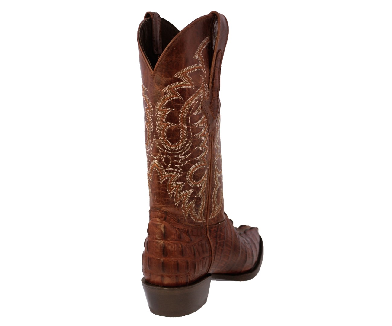 Mens Western Cowboy Boots Cognac Alligator Pattern Tail Genuine Leather ...